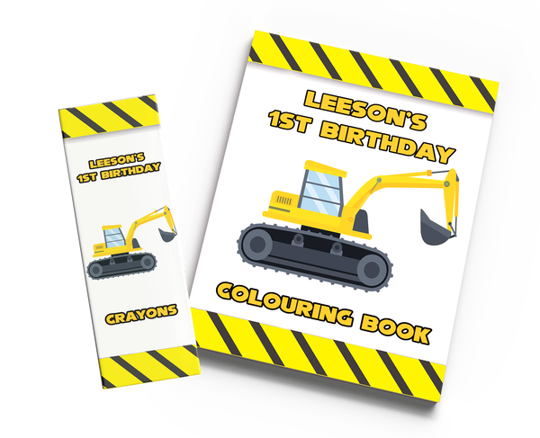 Construction Theme Colouring Book & Crayons – Summer Print & Party