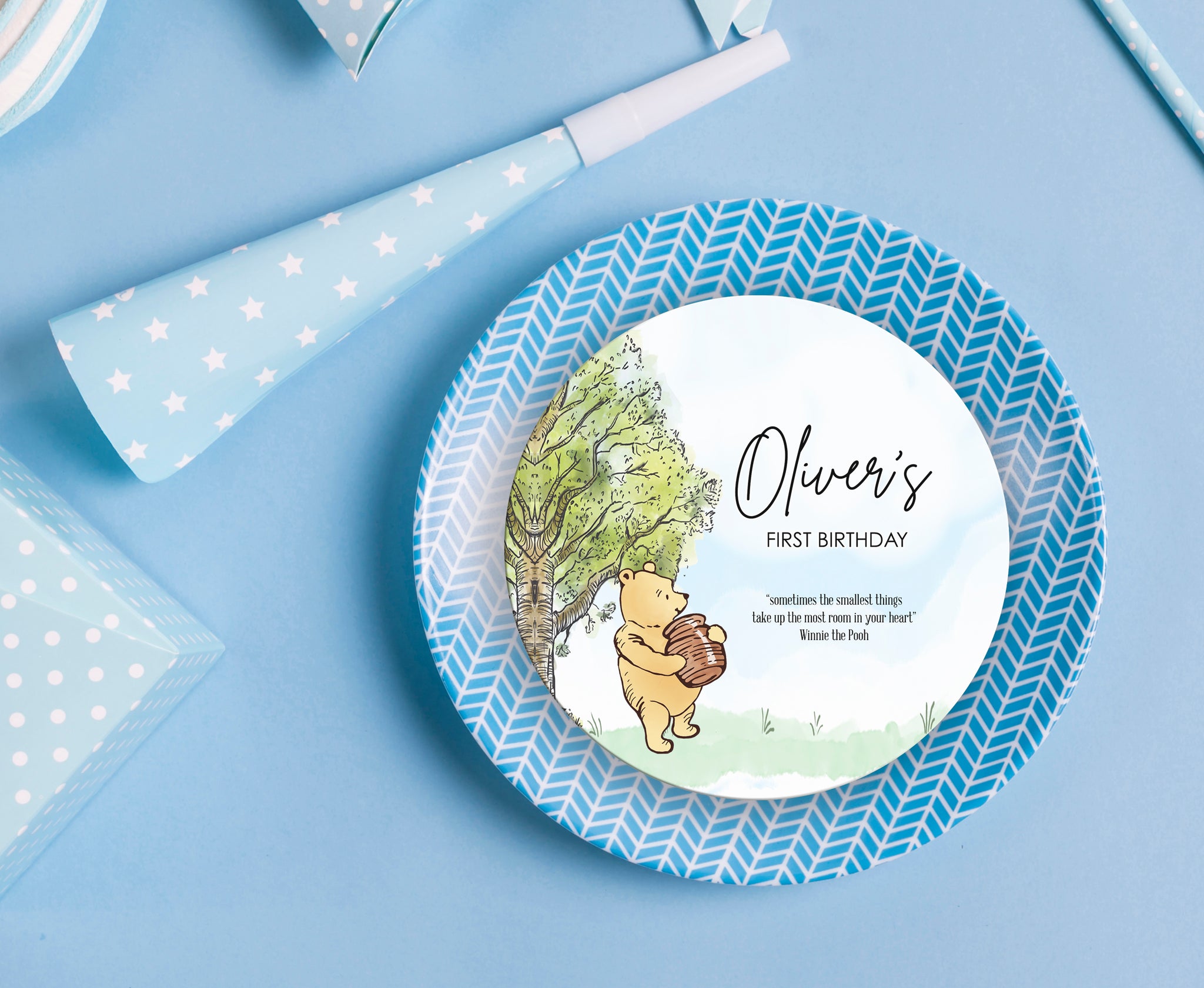 Classic Winnie the Pooh Plate Cover – Summer Print & Party